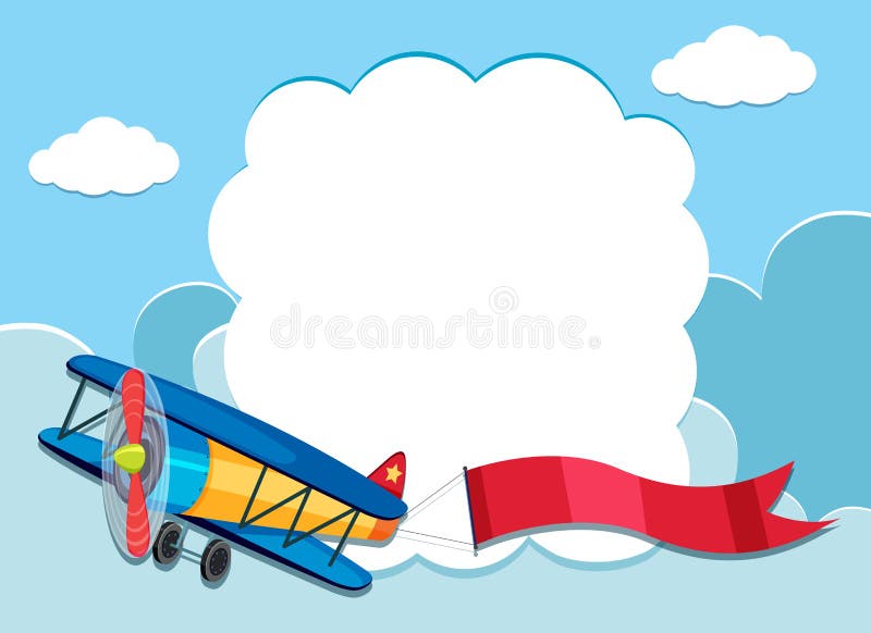 Border Template with Airplane in the Sky Stock Vector - Illustration of ...