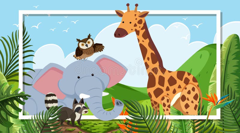 Border Template with Animal Theme in Background Stock Illustration ...