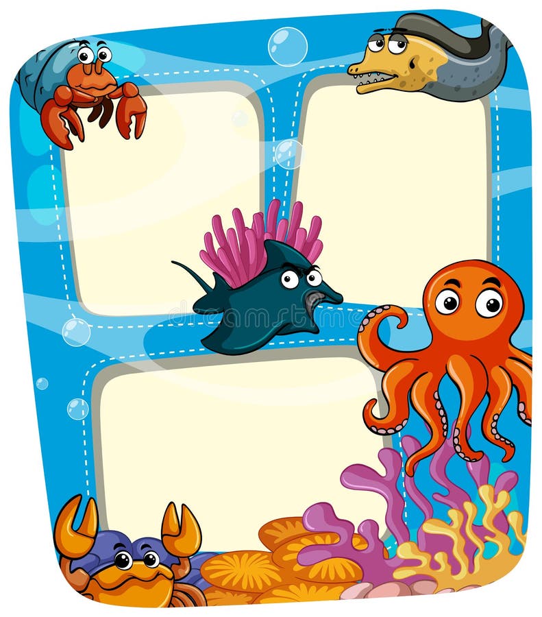 Sea Creature Fun Border stock illustration. Illustration of wave - 29996712