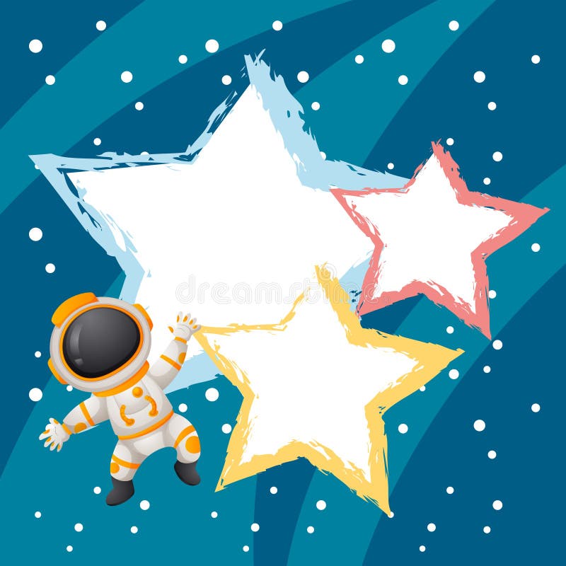 Border Template with Astronaut Flying in Space Stock Vector ...