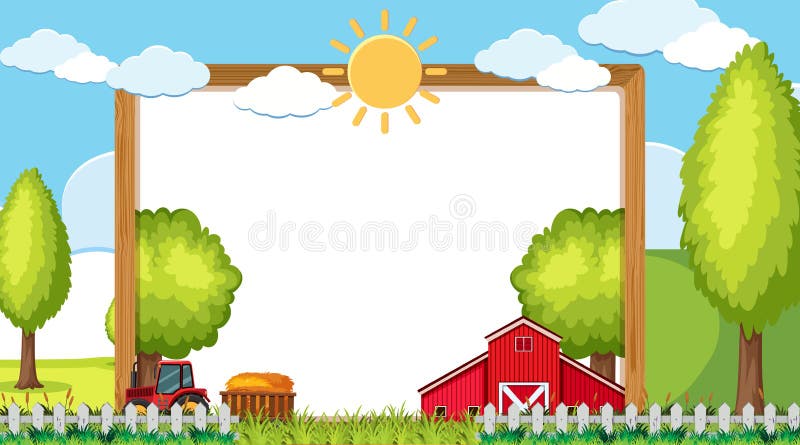 Border Template with Barn and Tractor on the Farm Stock Illustration ...