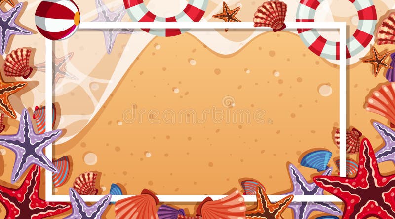 Border Template With Beach Scene In Background Stock Vector ...