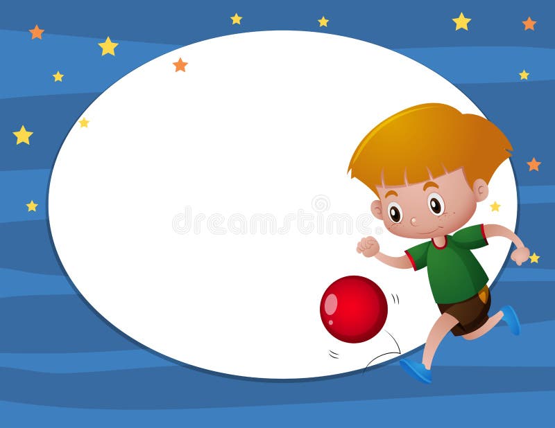 Border Template with Boy Playing Ball Stock Vector - Illustration of ...