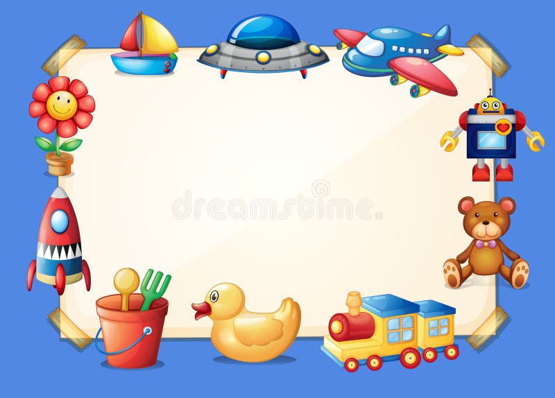 Border Template With Different Toys In Background Stock Vector ...