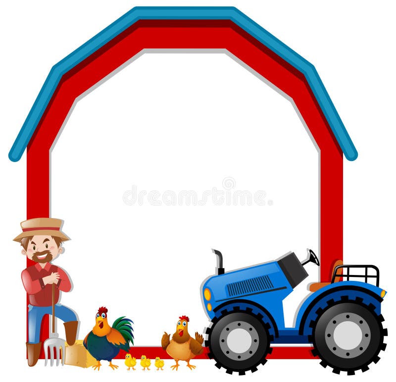 Farmer and Tractor in the Farm Stock Illustration - Illustration of ...