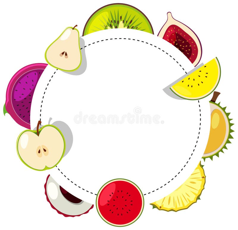 Border Template With Fresh Fruits Stock Illustration - Illustration of ...