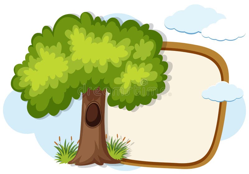 Border Template with Green Tree Stock Vector - Illustration of design ...