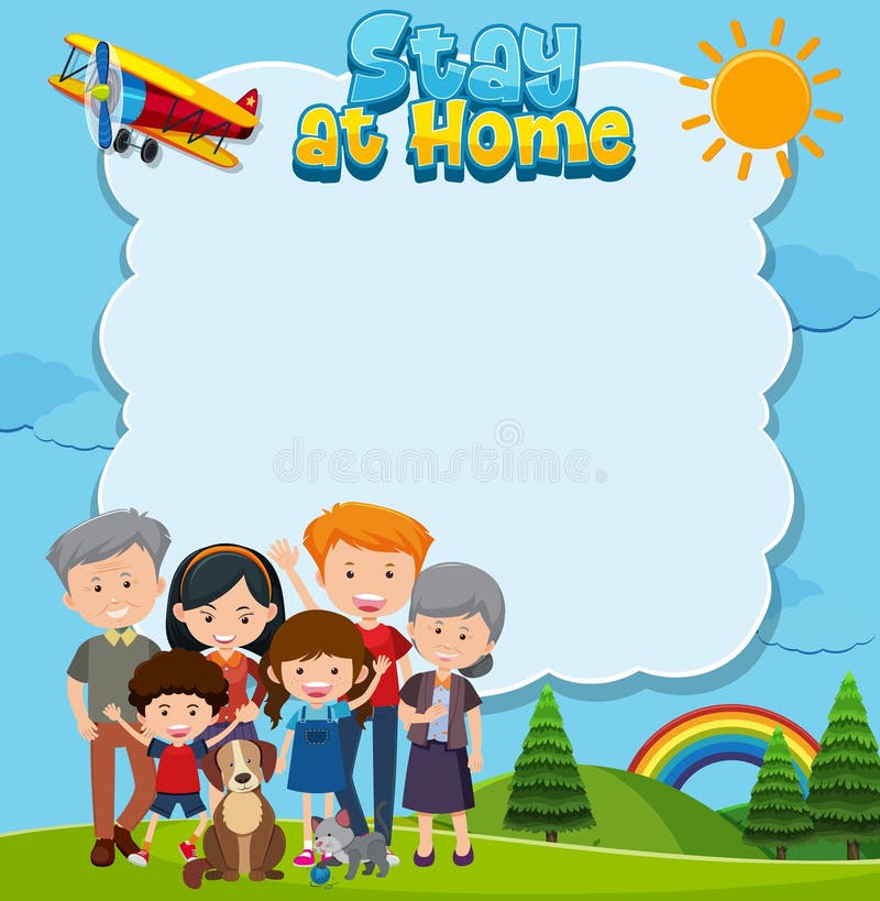 Border Template with Happy Family in the Park Stock Vector ...