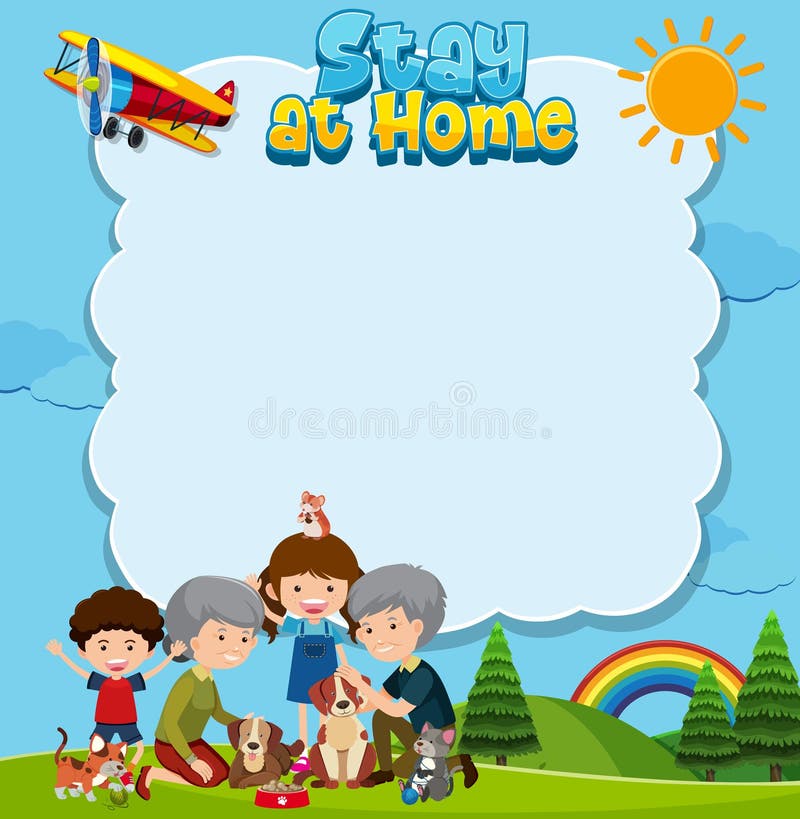 Border Template with Happy Family in the Park Stock Vector ...