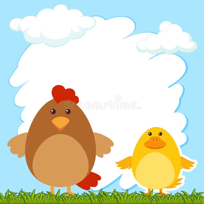 Border Template with Hen and Chick Stock Vector - Illustration of ...