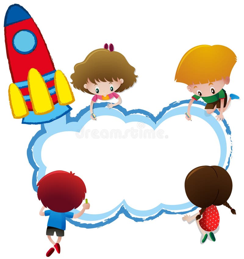 Border Template with Kids Drawing Stock Vector - Illustration of path ...