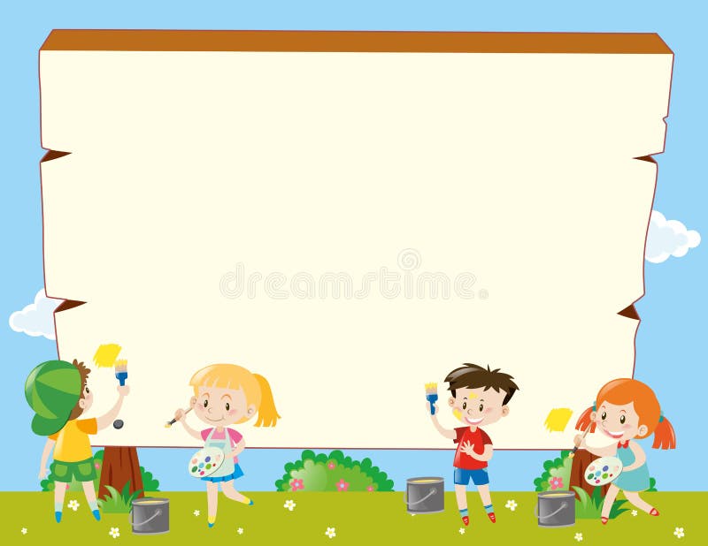 Border Template with Kids Painting Stock Vector - Illustration of paper ...