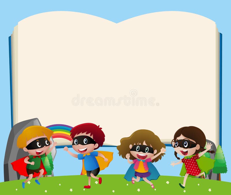 Border Template with Kids Playing Hero Stock Vector - Illustration of ...