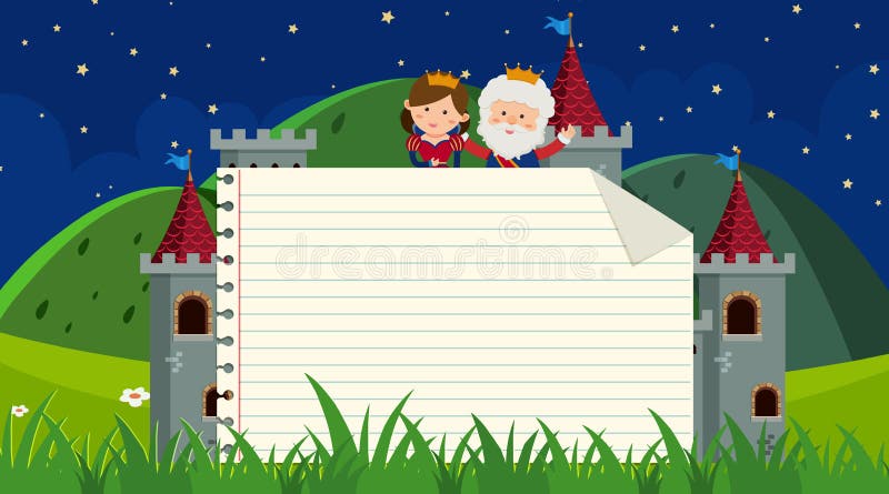 Border Template with King and Queen in Castle Background Stock ...