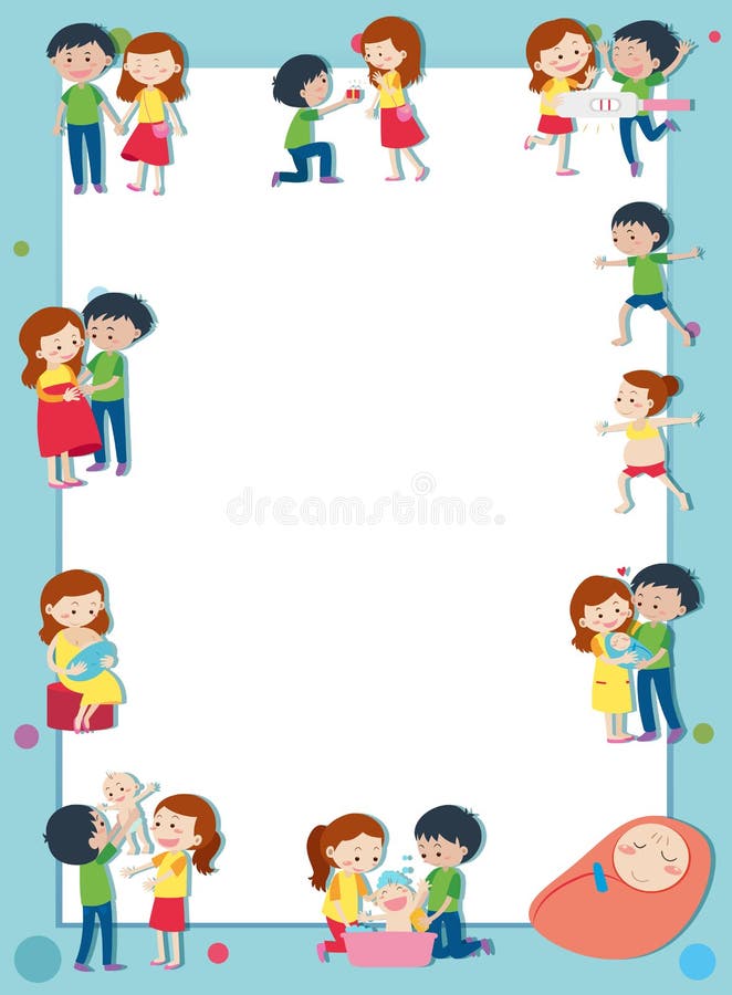 Border Template with Love Couple Being Parents Stock Vector ...