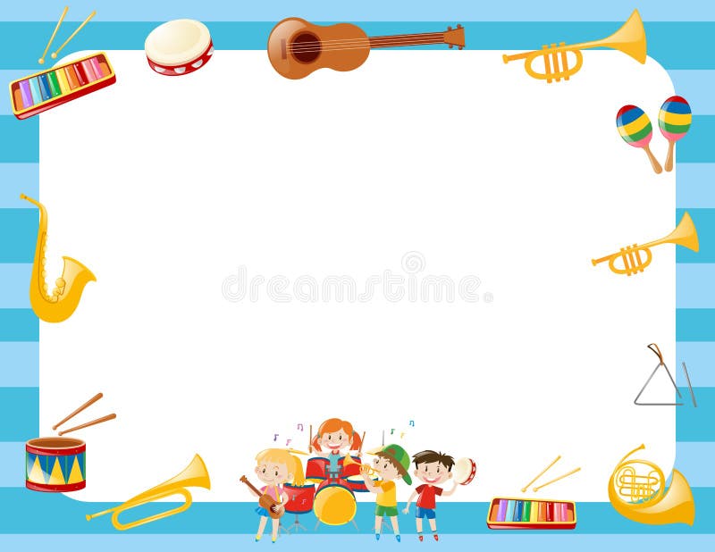 Border Template with Musical Instruments Stock Vector - Illustration of ...