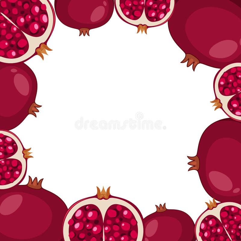 Border Template with Pomegranate Fruit Stock Vector - Illustration of ...