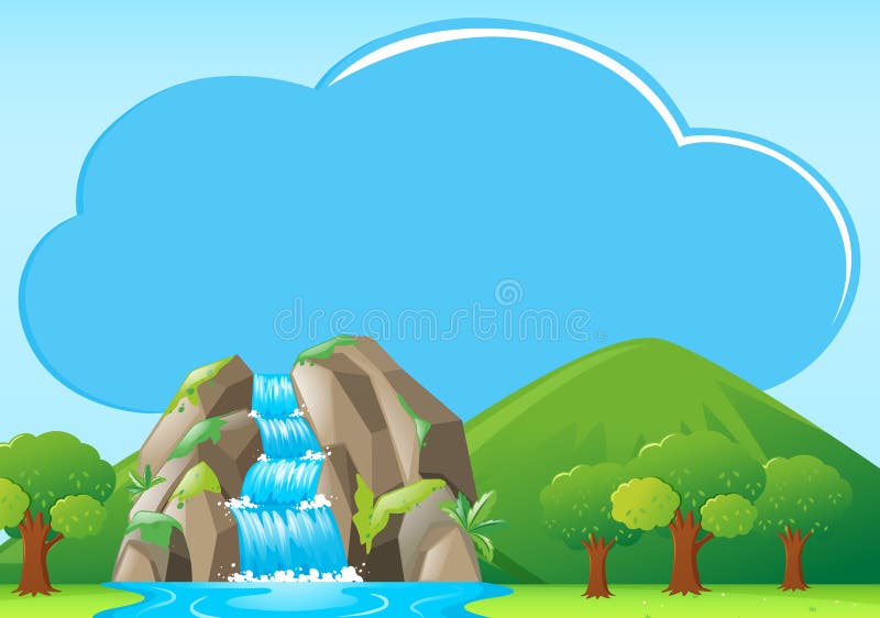Border Template with Waterfall in Backgroud Stock Illustration ...