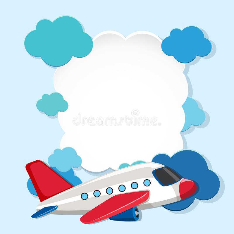 Border Template with White Airplane Stock Vector - Illustration of ...