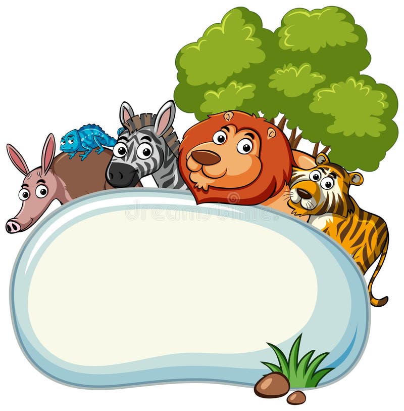 Border Template with Wild Animals Stock Vector - Illustration of ...