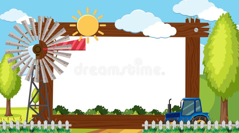 Border Template with Windmill and Tractor on the Farm Stock Vector ...