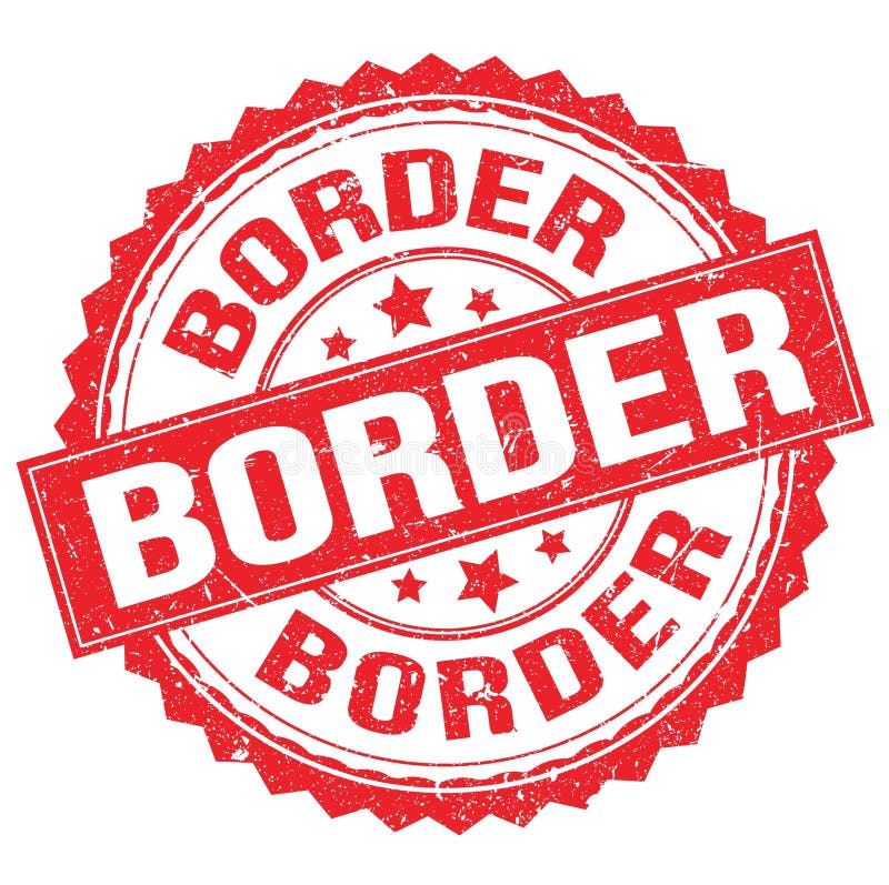 BORDER Text on Red Lines Stamp Sign Stock Illustration - Illustration ...