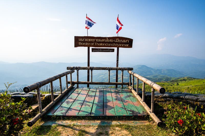 Border of Thailand and Myanmar at Doi Chang Mub Base Stock Photo ...