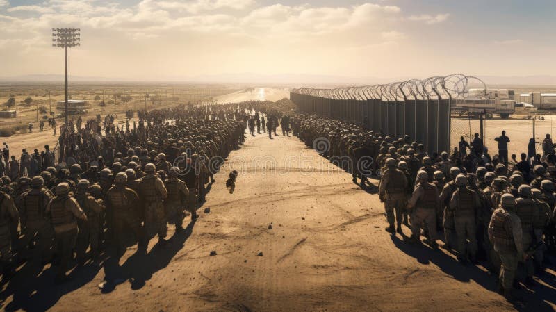 Border of Two Countries with Barbed Wire and Military Stock Image ...