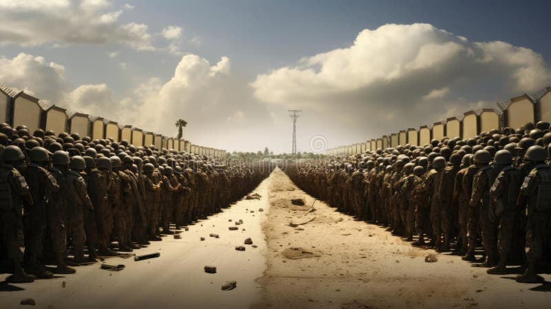 Border of Two Countries with Barbed Wire and Military Stock Image ...