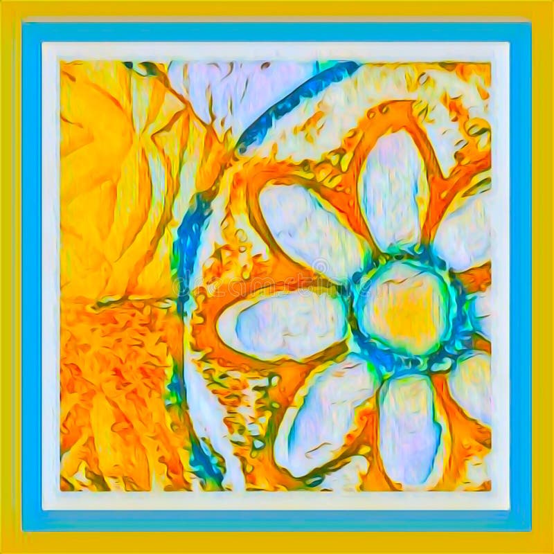Bordered Square Bright Flower Tile Stock Illustration - Illustration of ...
