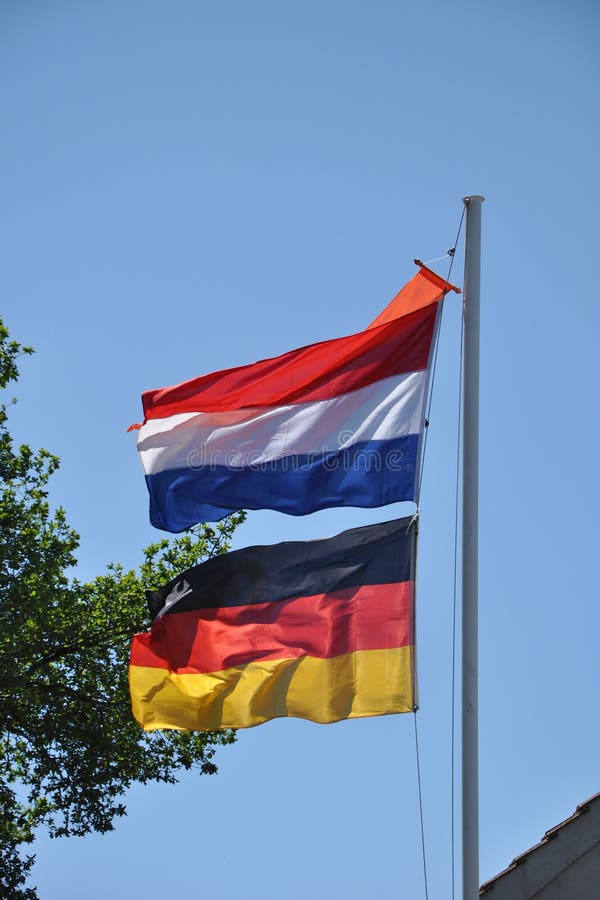 Dutch Flag, European Union Flag and German Flag Stock Photo - Image of ...