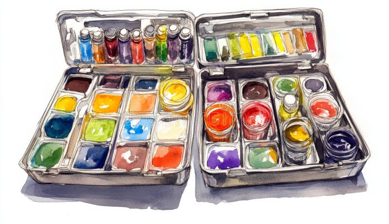 A Borderless Design with Multicolor Watercolor Paints on a White ...