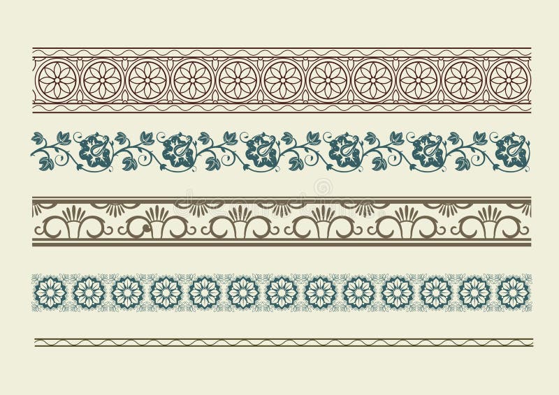 Set of Seven Decorative Borders Stock Vector - Illustration of pattern ...