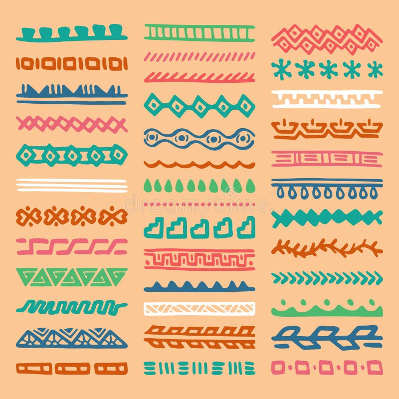 Borders Collection in Ethnic Style Stock Vector - Illustration of ...