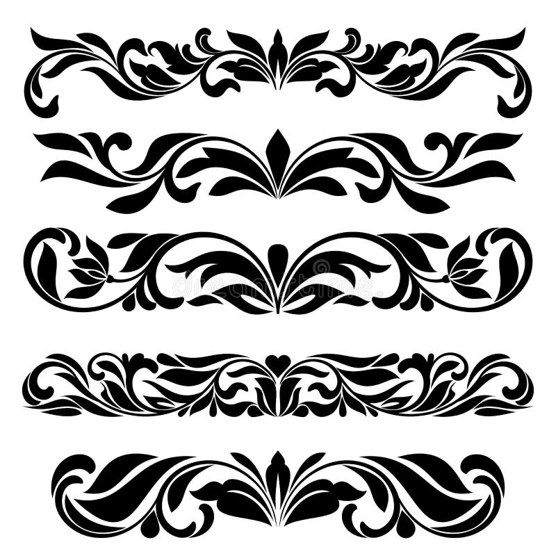 Borders Decorative Vignette Elements Set Isolated on White for the ...
