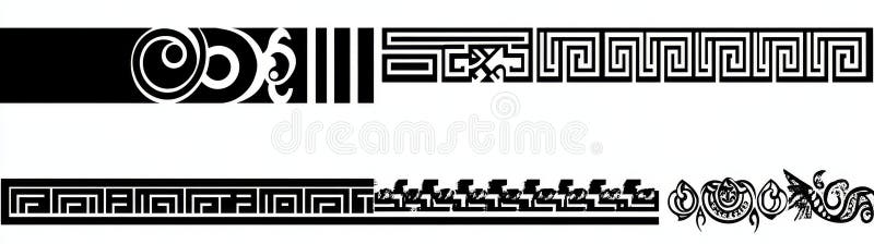Borders Featuring Greek Keys. Traditional Meander Patterns. Ancient ...