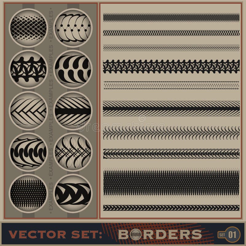 Seamless borders set stock vector. Illustration of detail - 18852361