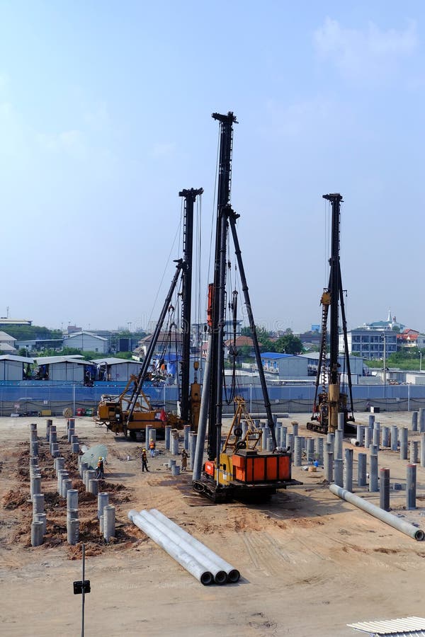 Bore Pile Rig Machine at the Construction Site in Stock Image - Image ...