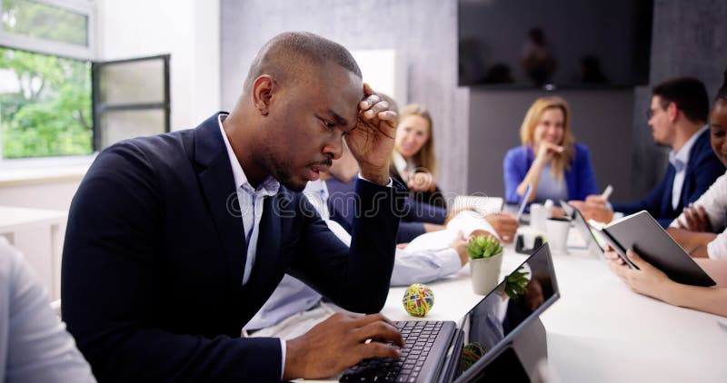 Bored African Man with Headache Stock Photo - Image of team, learning ...