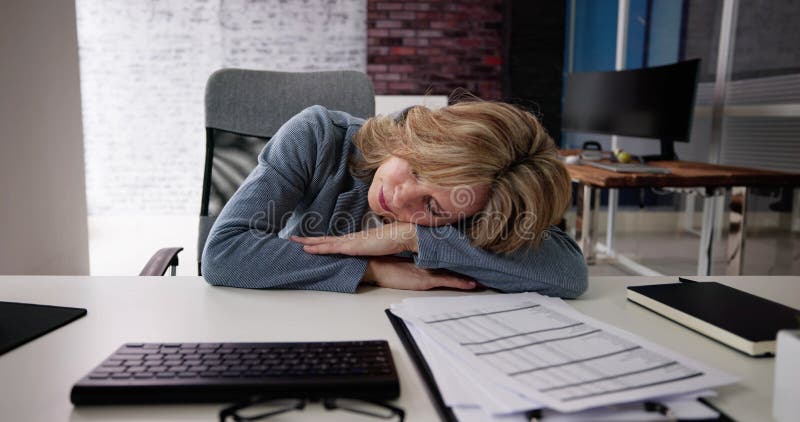 Bored Boss Woman Sleeping stock image. Image of workplace - 270230491