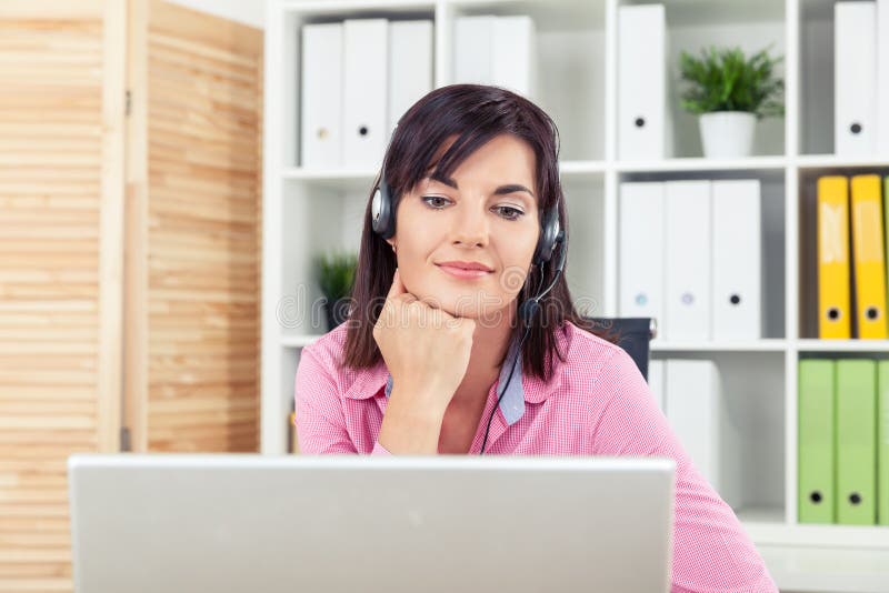 Bored call center employee stock image. Image of girl - 78583655