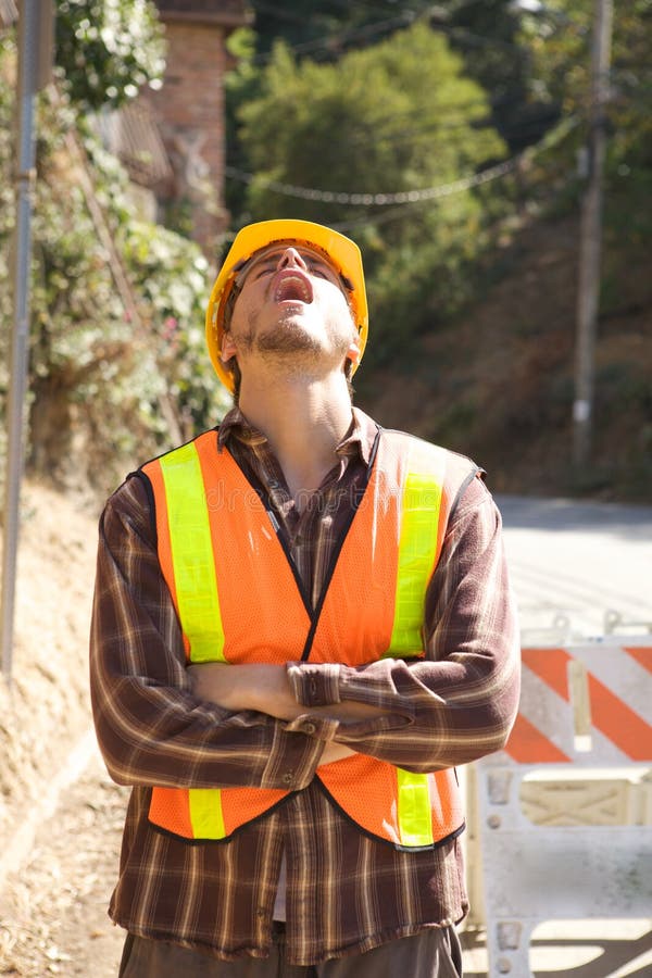 Bored Construction Worker stock image. Image of caucasian - 10348673