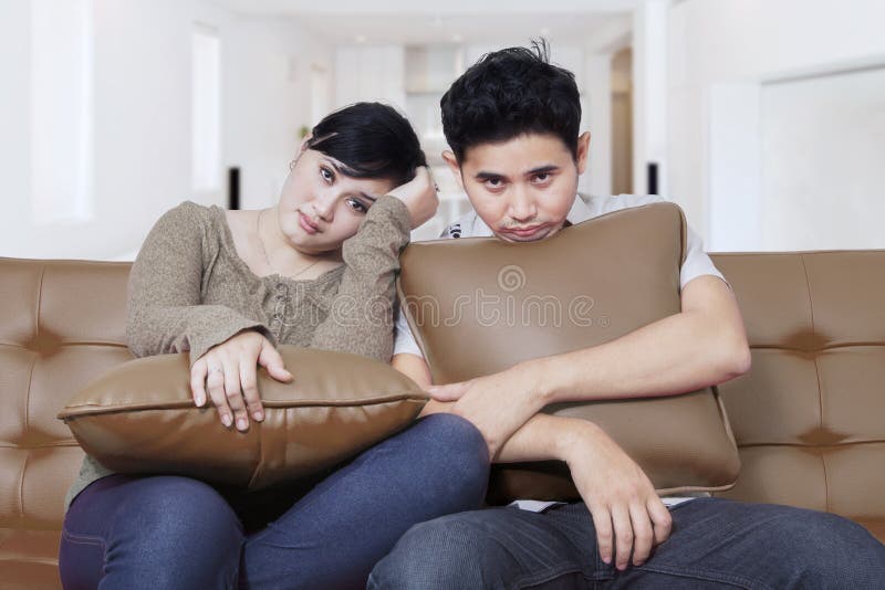 Bored Couple On Couch Stock Image Image Of Relationship 12492329