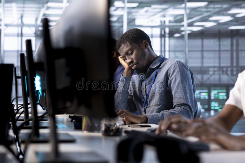 Bored Data Center Engineer Mindlessly Writing Code Stock Image - Image of bored, application ...