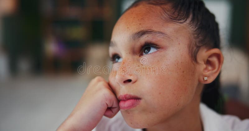 Bored, Education and Idea with Student Girl in Classroom for Child ...