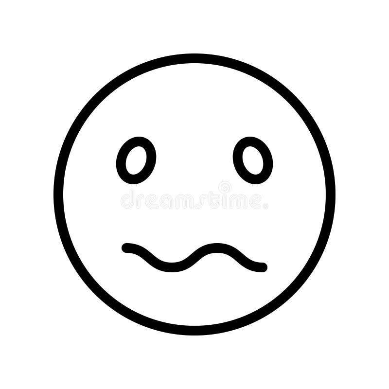 Bored Face Vector Illustration, Line Style Icon Editable Outline Stock ...