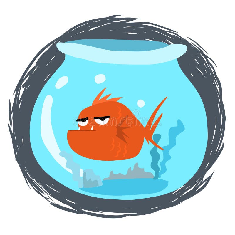 Bored fish in jar stock vector. Illustration of bubble - 65647056