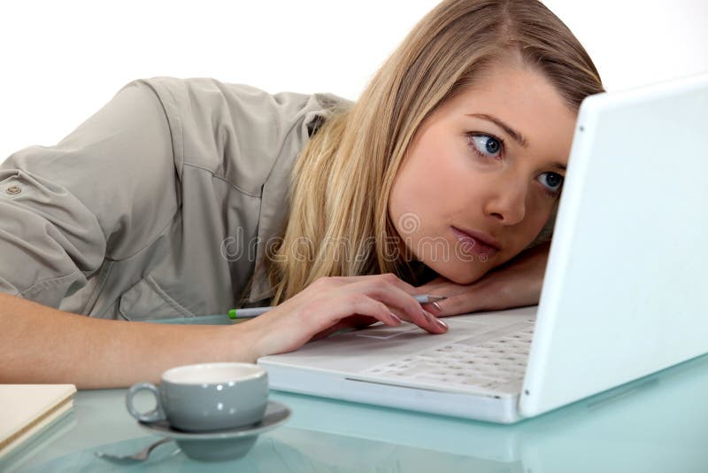 Bored in front of computer stock image. Image of glass - 27186333