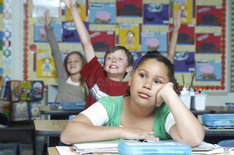 Bored Female Student Latina Girl in Class at School Stock Photo - Image ...