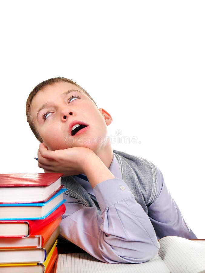 Bored Kid with the Books stock photo. Image of lazy, apathy - 71463206